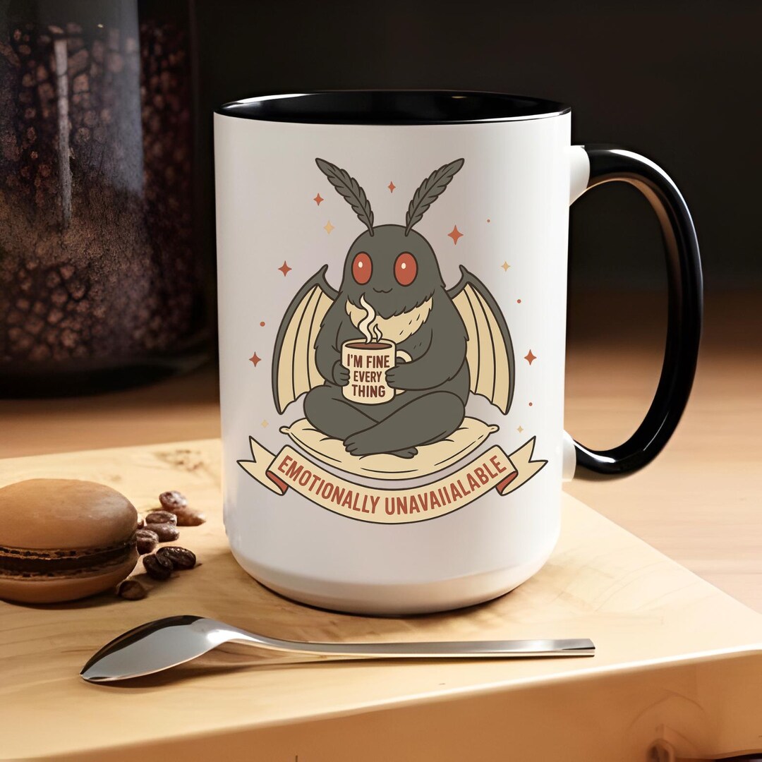 Funny Mothman Mug – Emotional Support Cryptid Coffee Cup, Cute Cryptid ...