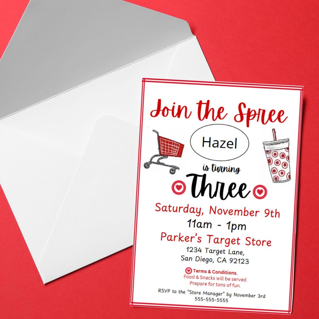 Target Inspired 3rd Birthday Invite, Target Party, Target Birthday ...