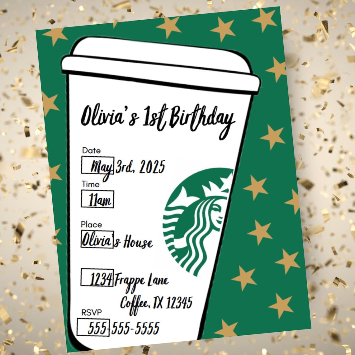 Starbucks Birthday Invite, Custom Starbucks Invite, Editable Invite ...