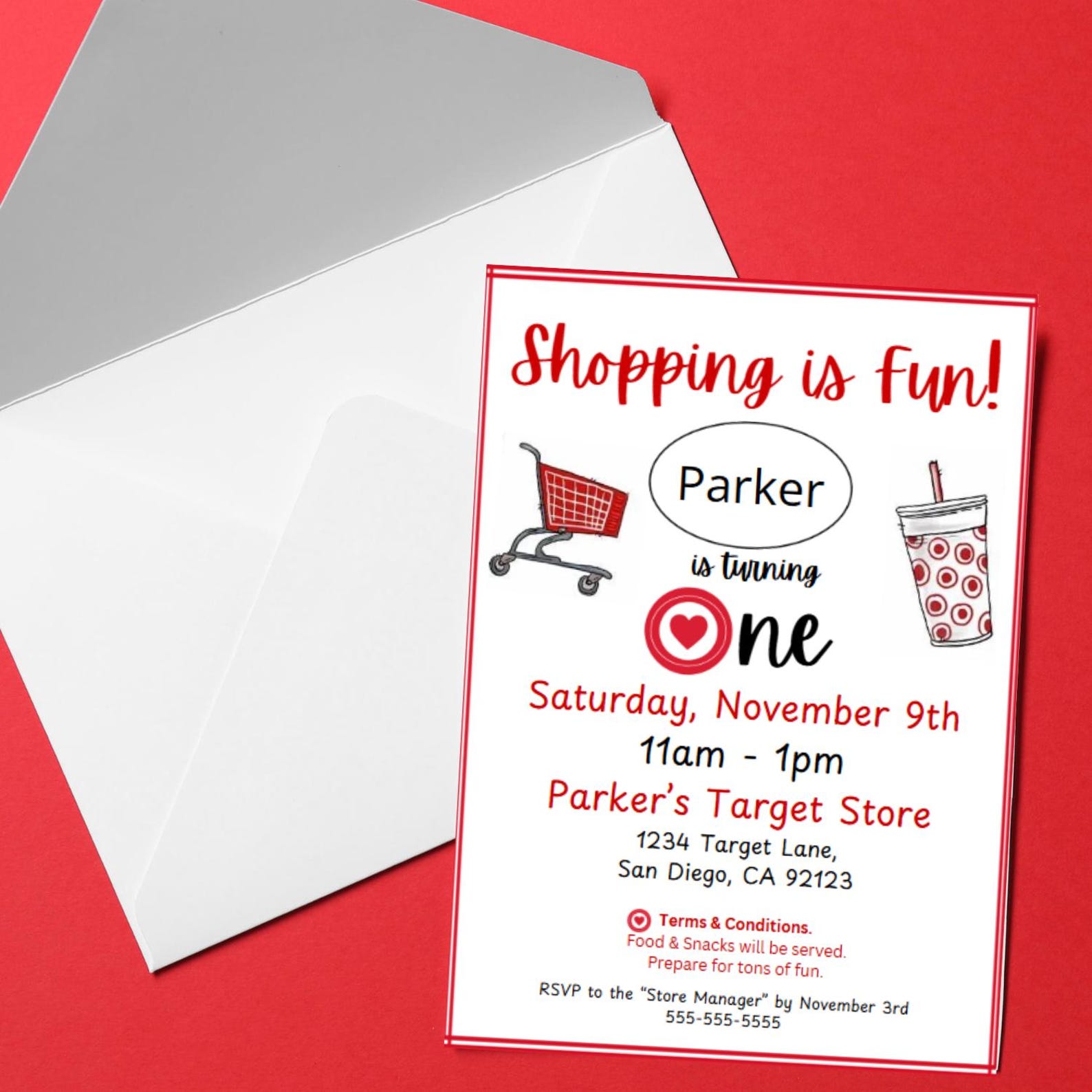 Target First Birthday Invite, Custom Target Invite, Editable Invite ...
