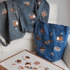 Embroidery Apron Kit: DIY Bread Design on Denim, Beginner Friendly - Etsy