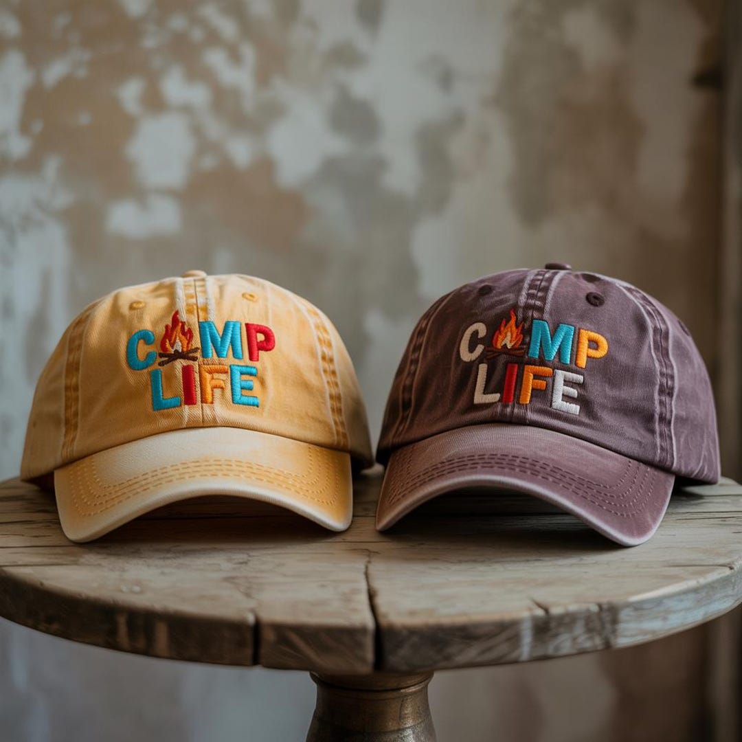 Camp Life Hat, Embroidered Camping Baseball Cap, Outdoor Adventure Dad ...