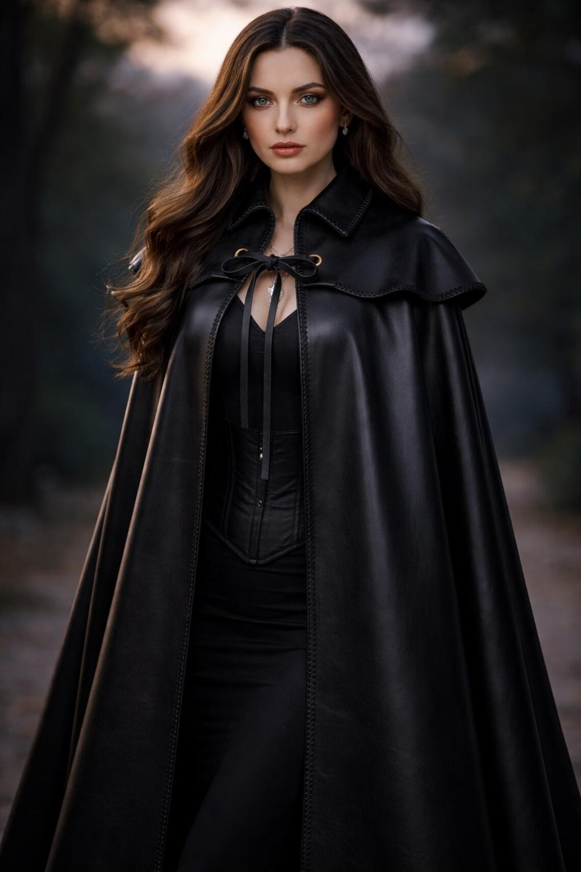 Handmade Black Genuine Leather Cloak – Medieval Hoodless Cape, Fantasy ...
