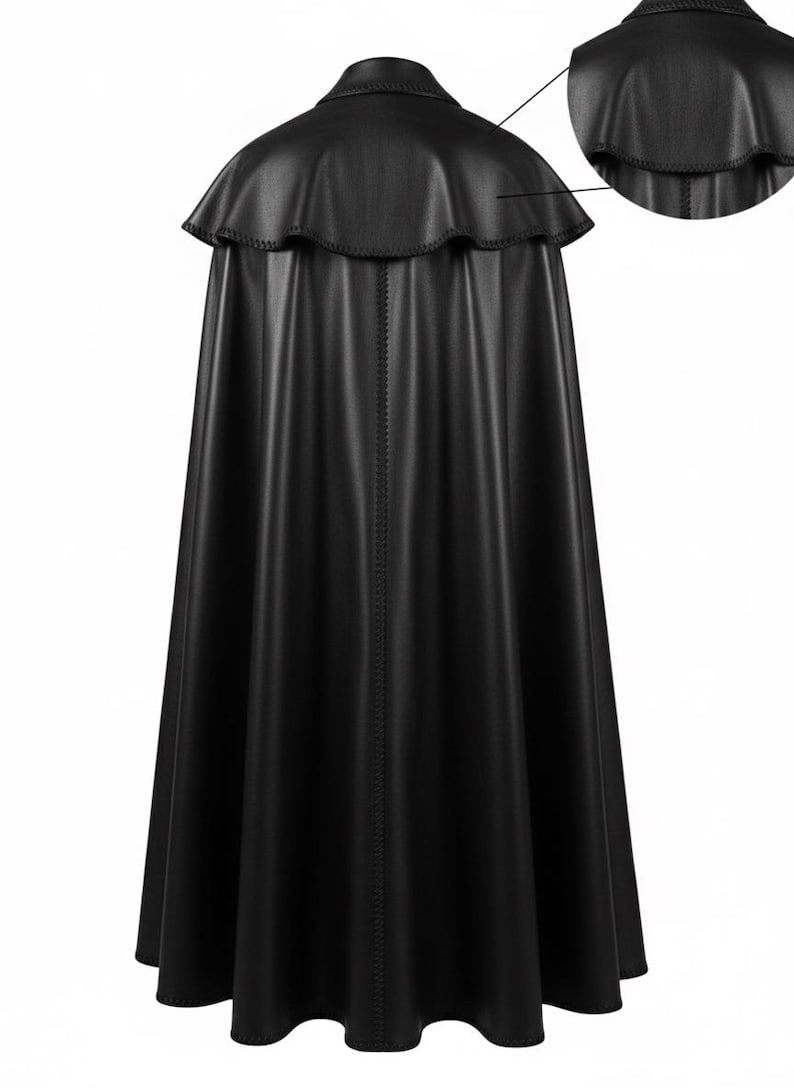 Handmade Black Genuine Leather Cloak – Medieval Hoodless Cape, Fantasy ...