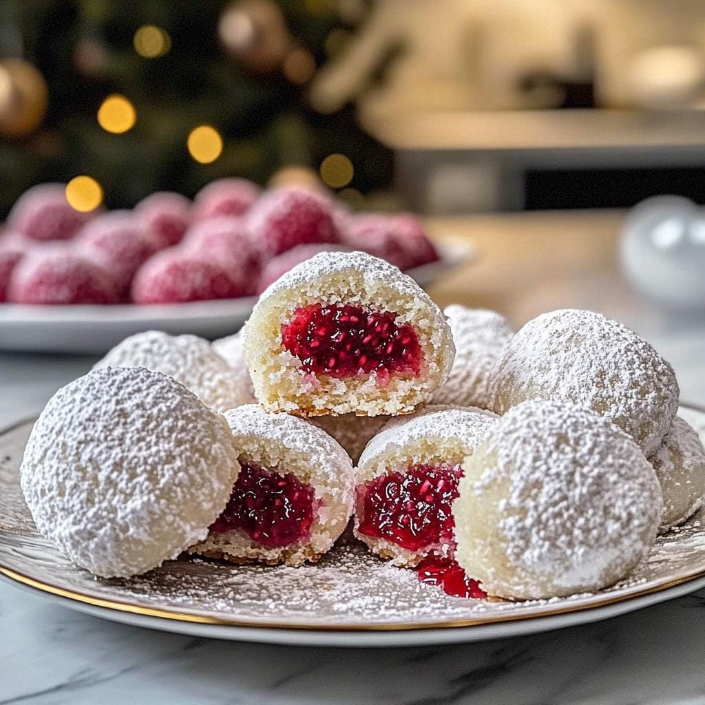 Raspberry Almond Snowball Cookies Recipe: Holiday Baking (digital PDF ...