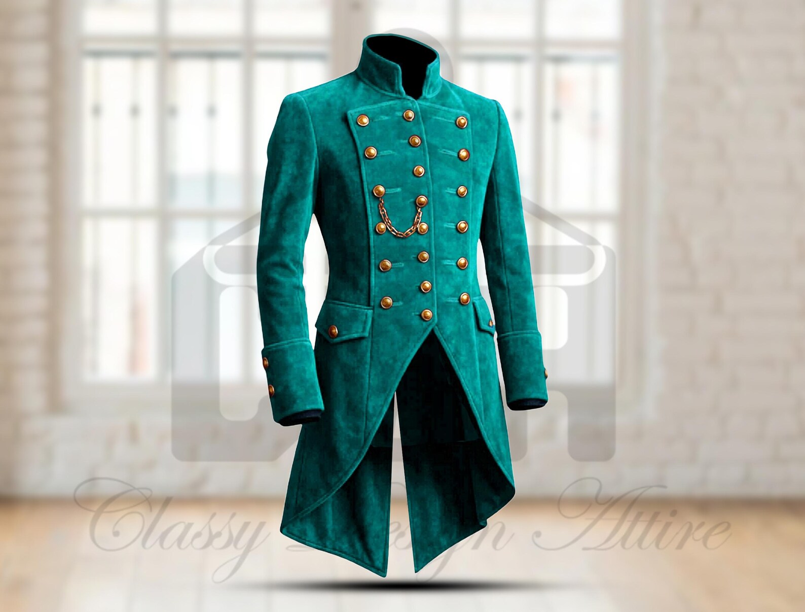 Men's Steampunk Velvet Long Coat, Velvet Victorian Costume Tailcoat ...