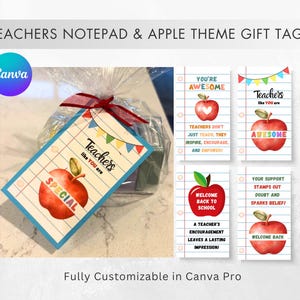 Teachers Notepad & Apple Theme Gift Tags, Printable Tag Realtor Pop-bys ...
