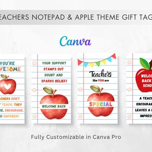 Teachers Notepad & Apple Theme Gift Tags, Printable Tag Realtor Pop-bys ...