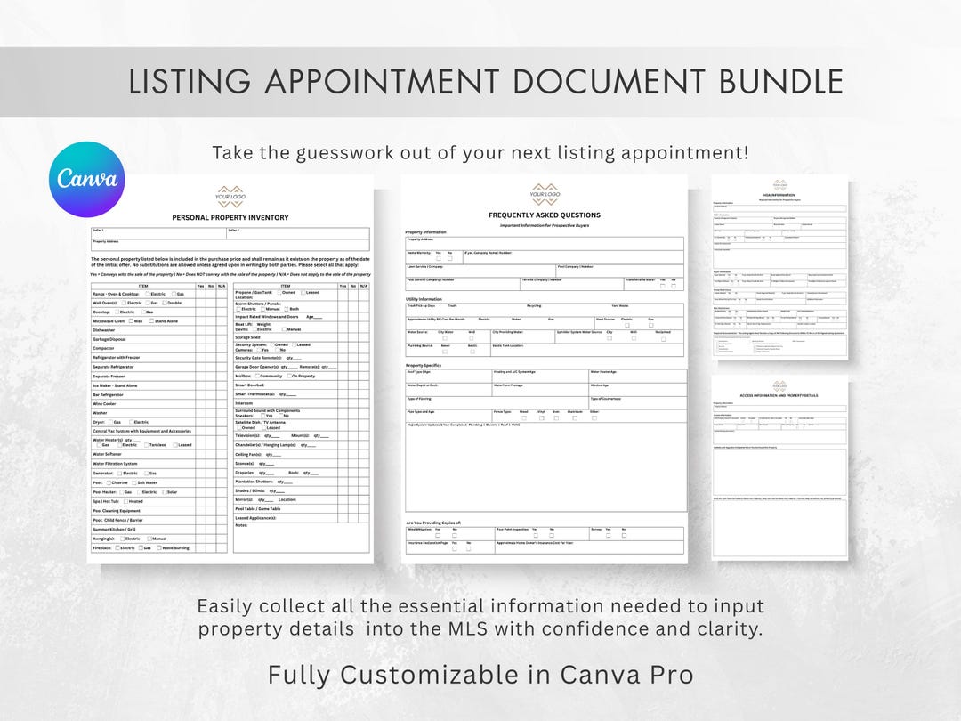 Real Estate Listing Appointment Document Bundle - Listing Input ...