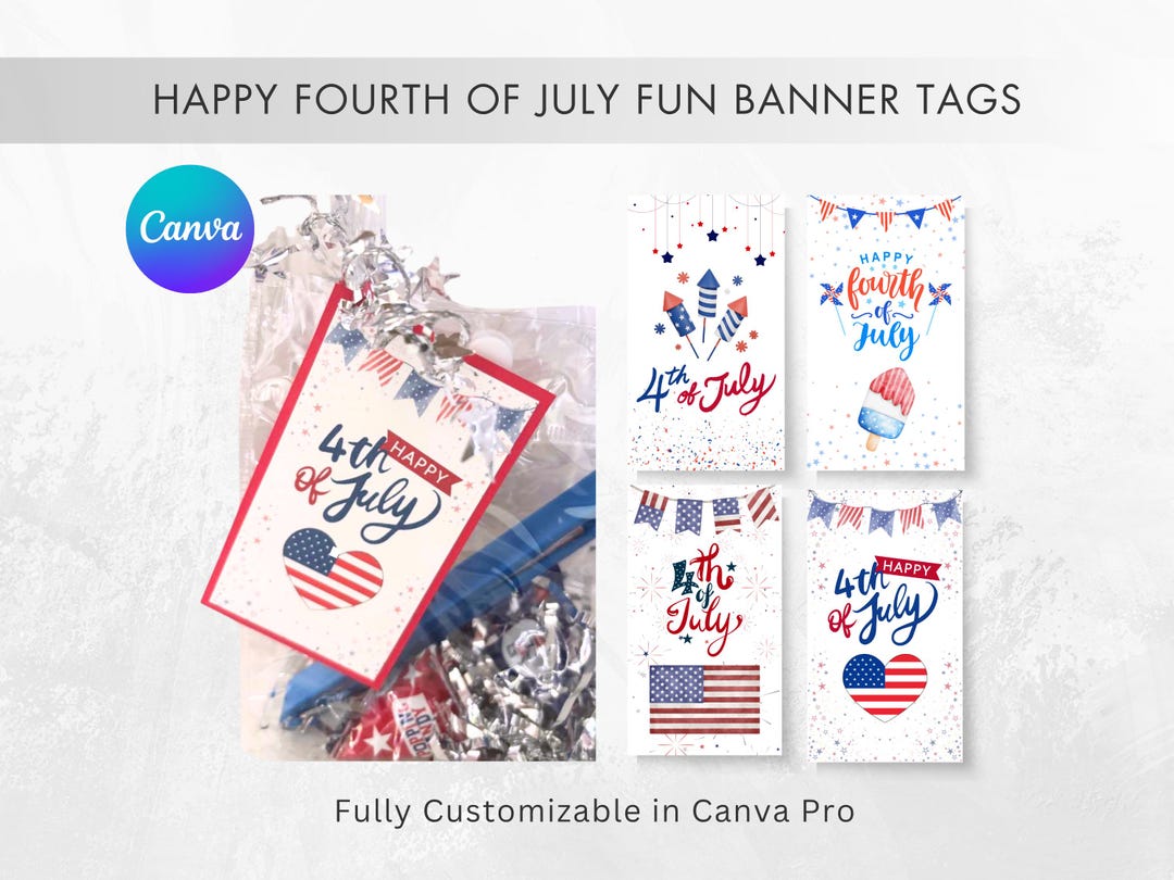 Happy July 4th Favor Tags – Independence Day, Printable Tag Realtor Pop ...