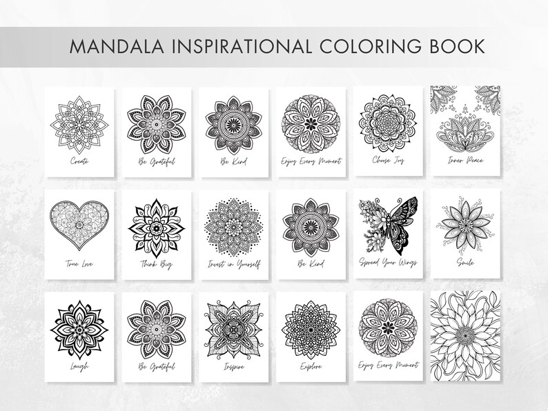 Mandala Inspirational Coloring Book - Editable in Canva, Printable ...