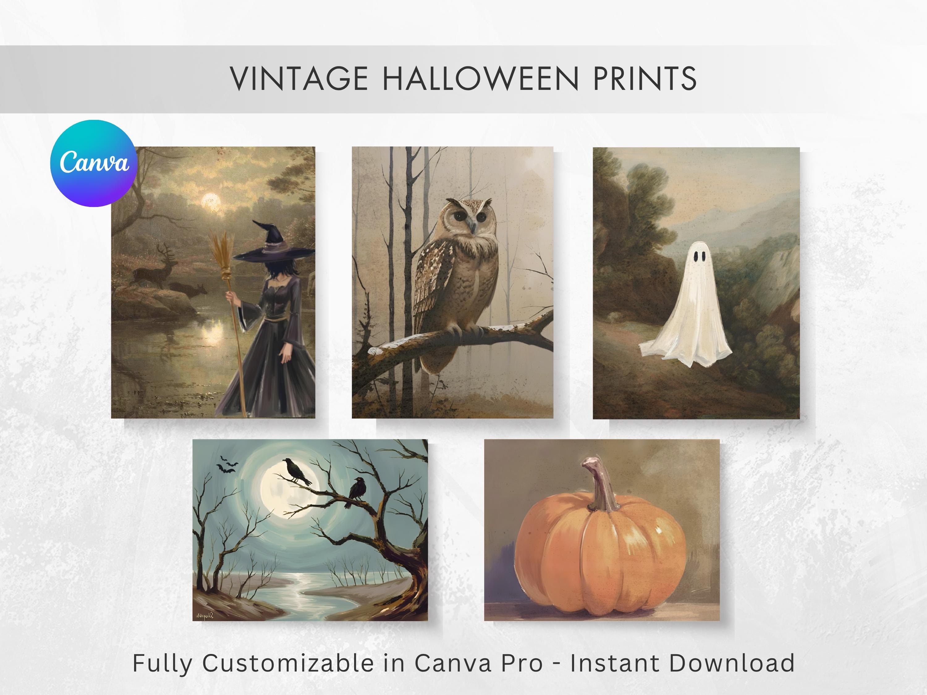Vintage Halloween Prints – Ghosts, Pumpkins, Owls & Witches – Spooky ...