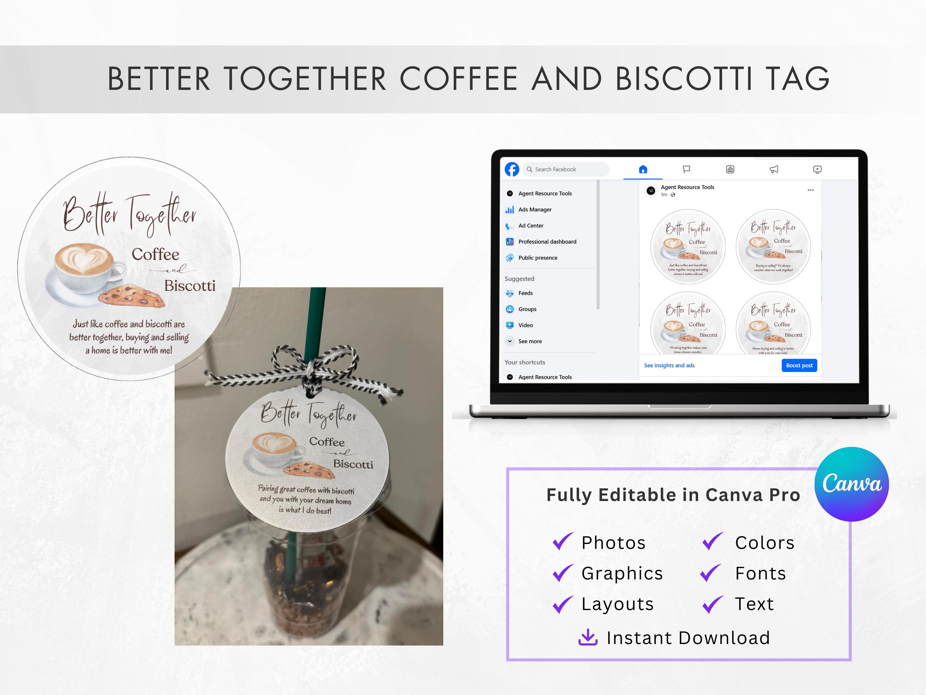 Better Together Coffee & Biscotti Tag – Printable Gift Tag for Realtor ...