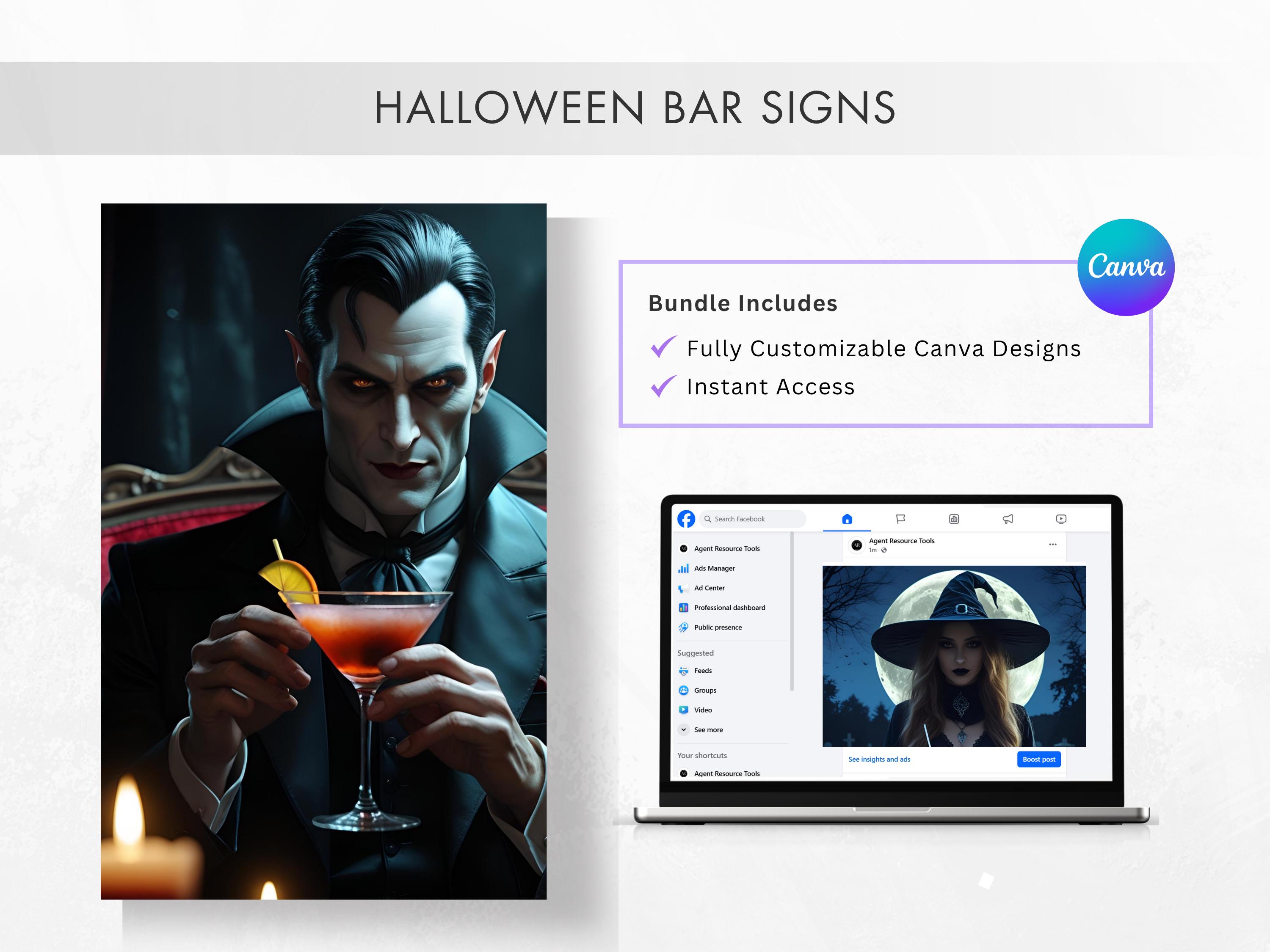 Halloween Bar Signs Printable – Ghosts, Vampires & Witches – Spooky ...