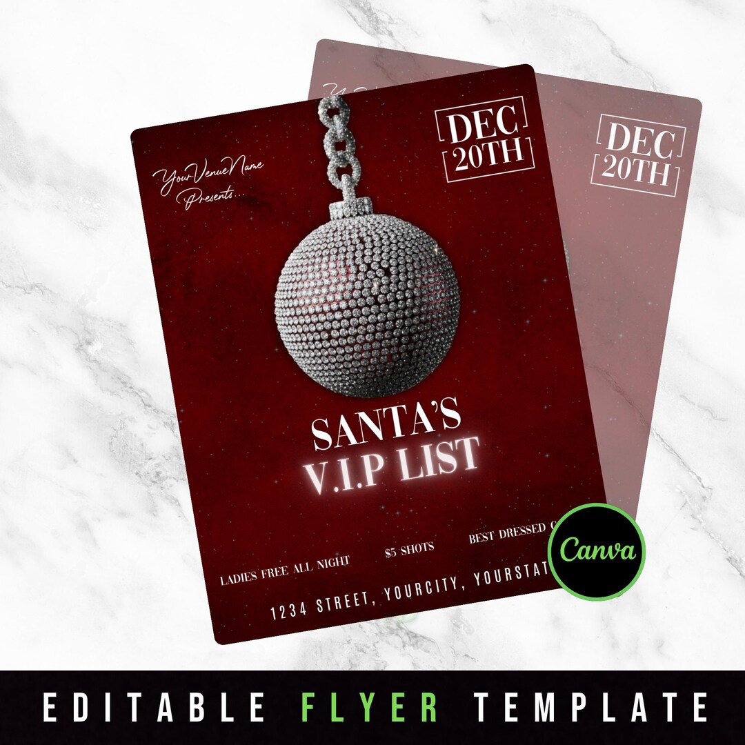 Santa’s VIP List | DIY Canva Template | Christmas Flyer (digital ...