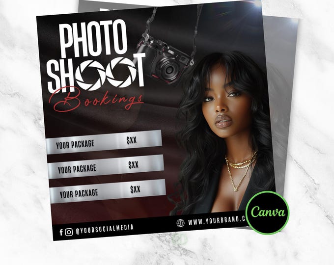 Photoshoot Booking Flyer | Photographer Price List Template | Editable ...
