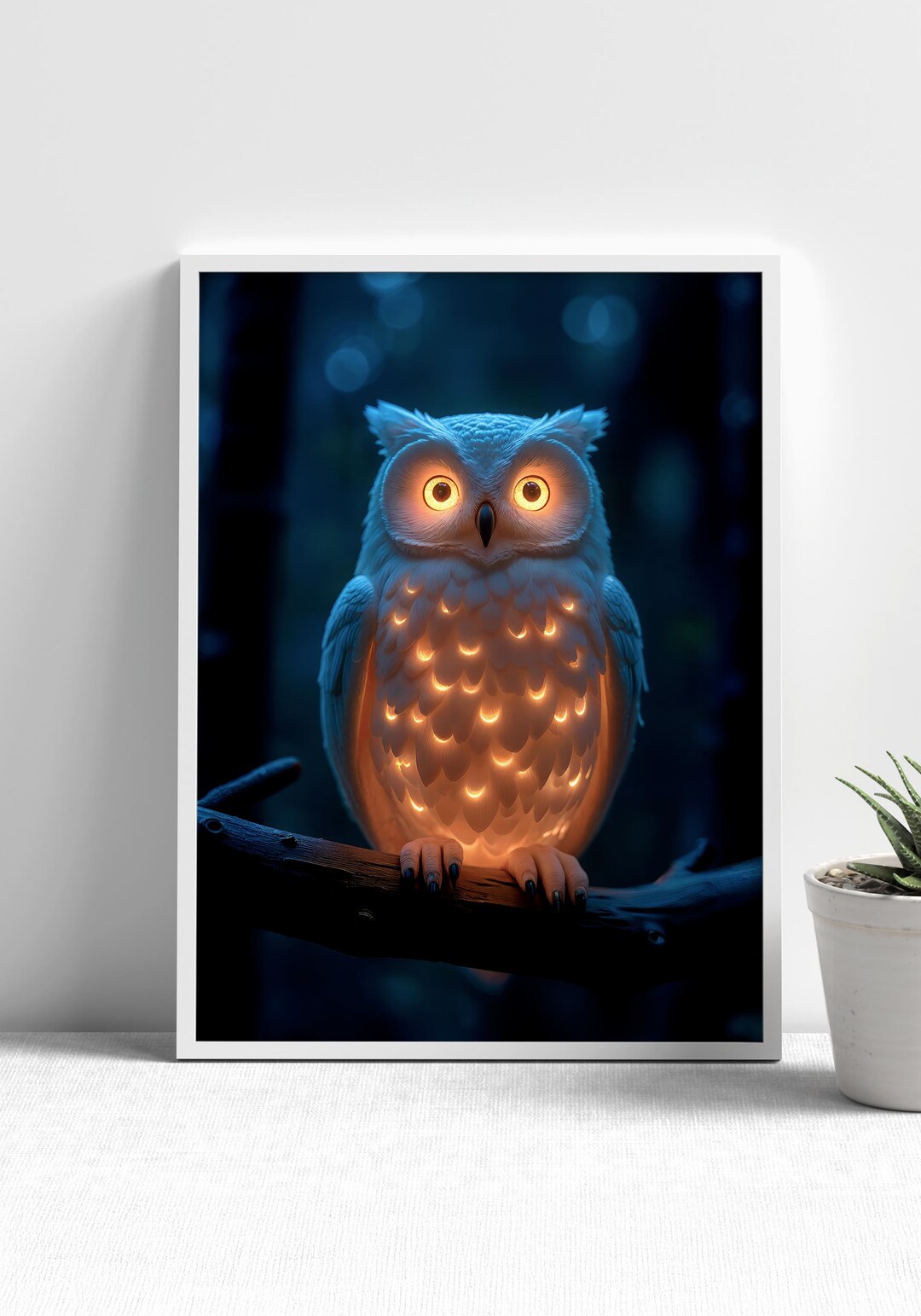 Glow Owl Wall Art, Neon Bird Print, Night Room Decor - Etsy