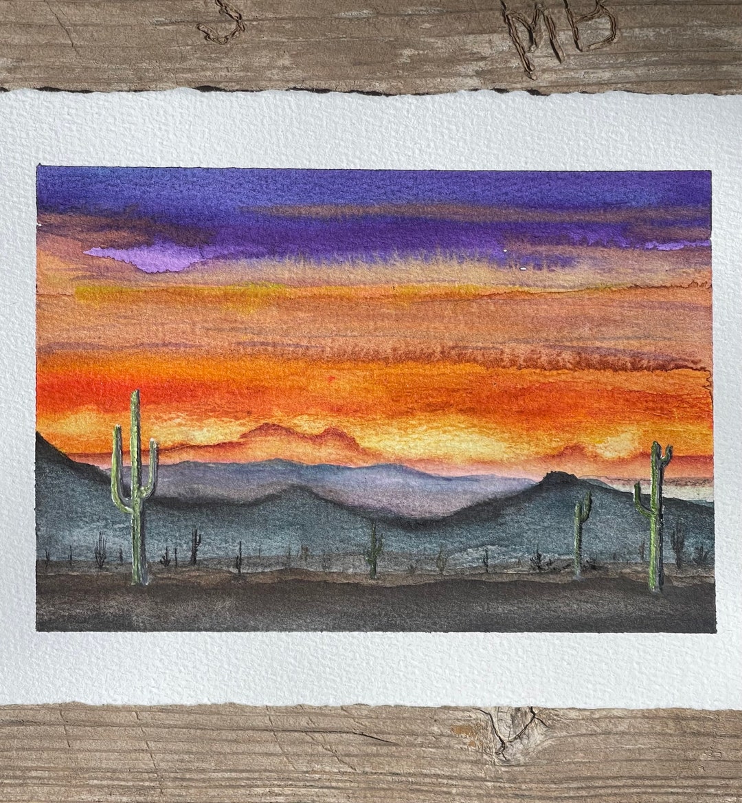 Arizona Desert Sunset Watercolor Painting Number 2 - Etsy