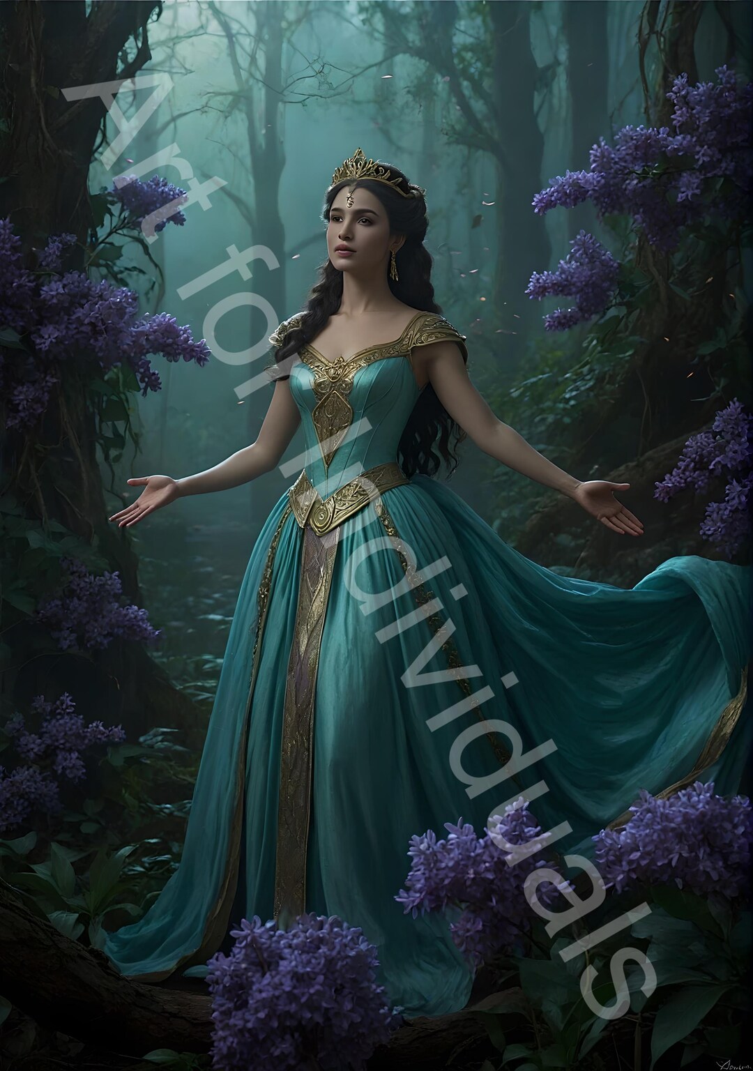 Enchanted Forest Princess Art Print – Fantasy Wall Decor | Fairytale ...