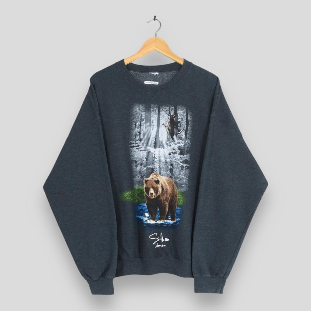 Vintage Grizzly Bear Black Sweatshirt Xlarge Grizzly Bear Nature View ...