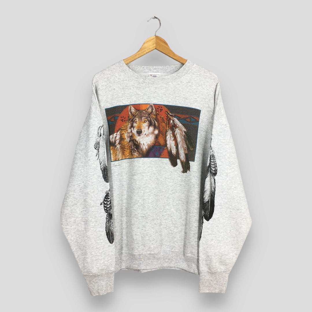 Vintage 90s North American Timber Wolf Sweatshirt Xlarge Rosholt ...