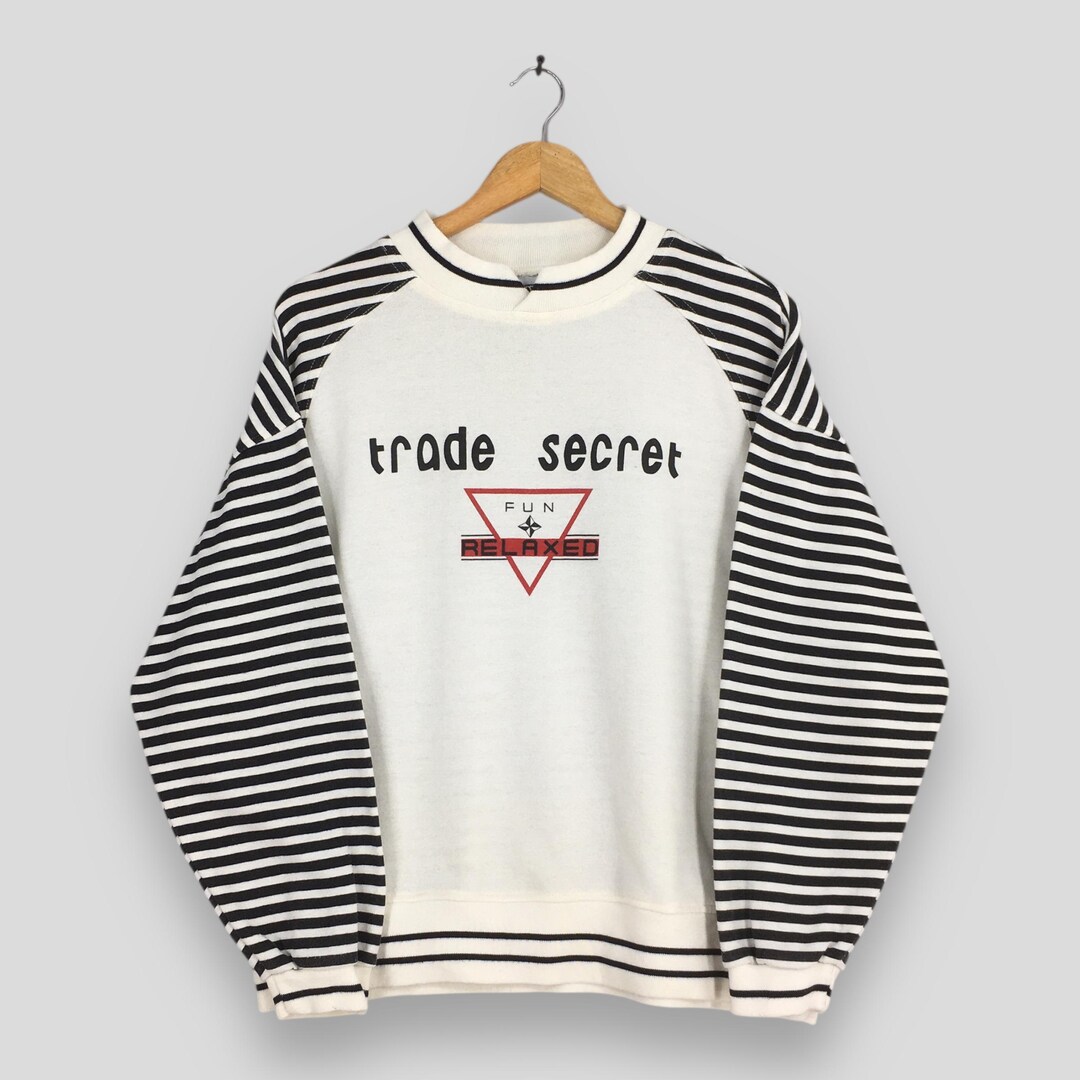 Vintage 90s Trade Secret White Black Striped Sweatshirt Xlarge Jail ...