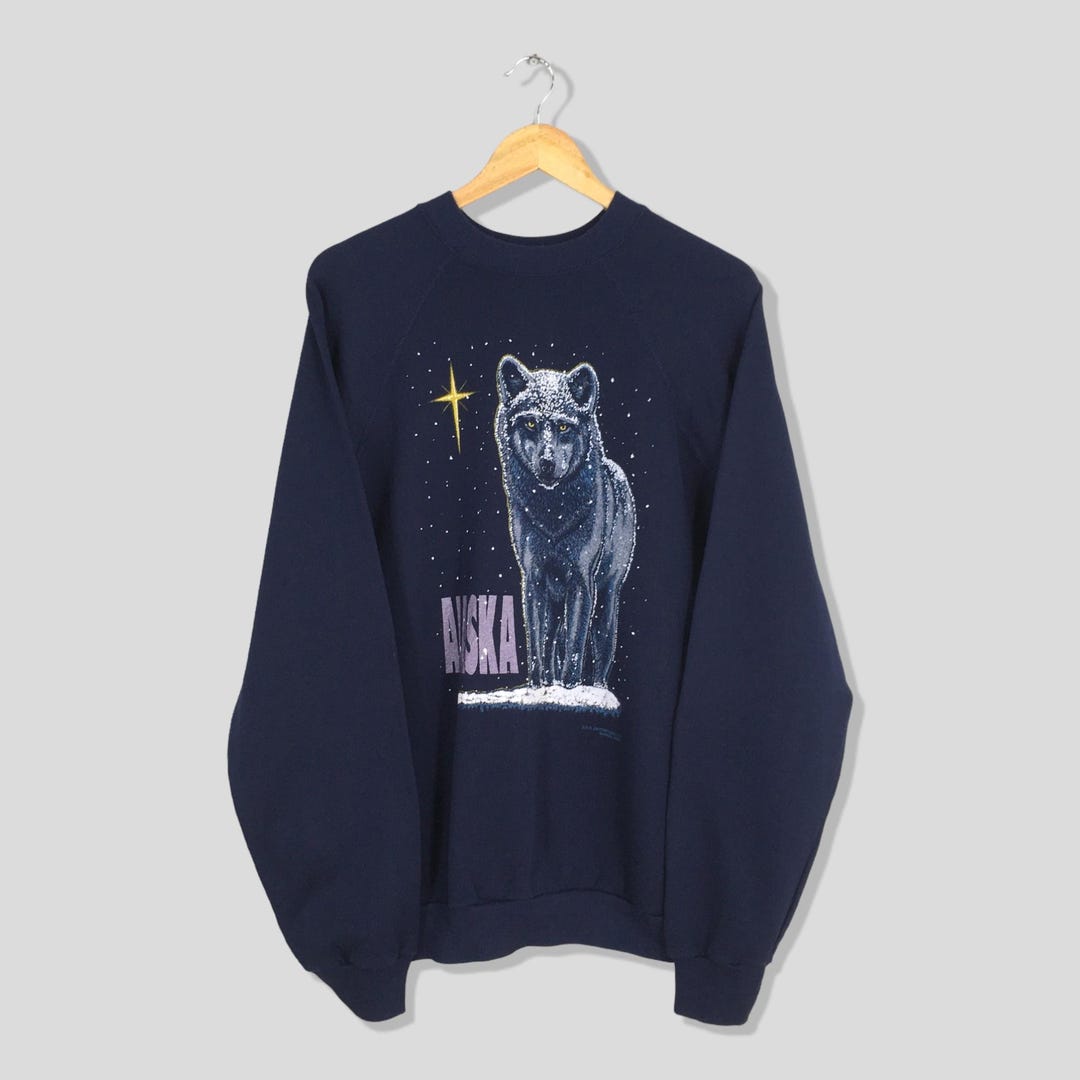 Vintage 90s the Wolf Wildlife Alaska Sweatshirt Xlarge Wolf Printed ...