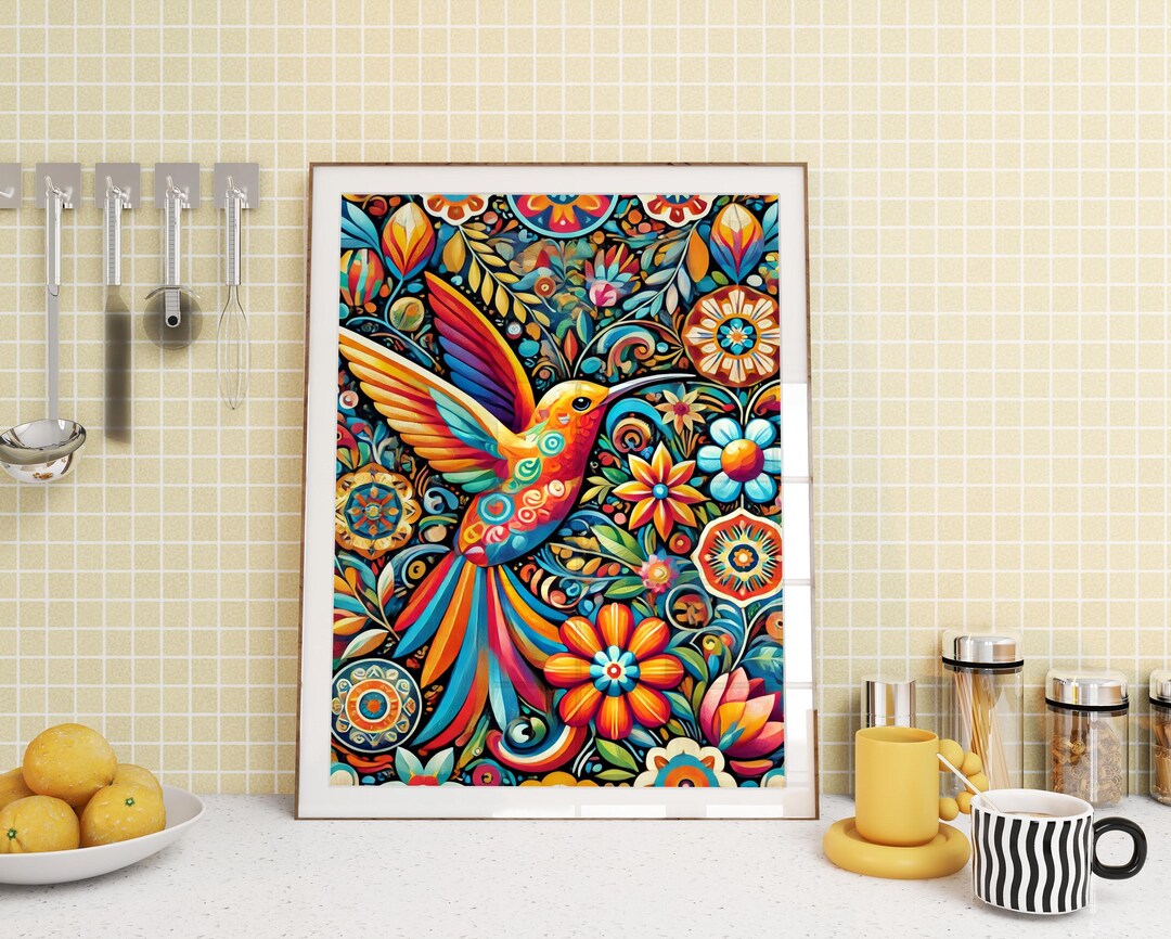 Colibri Mexico Painting IV - Print Wall Art Canvas, Colibri Watercolor ...