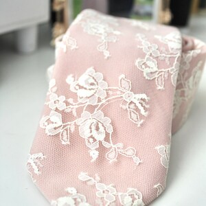 Blush Pink and Ivory Lace Overlay Necktie - Etsy