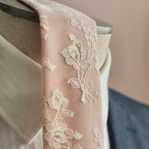 Blush Pink and Ivory Lace Overlay Necktie - Etsy