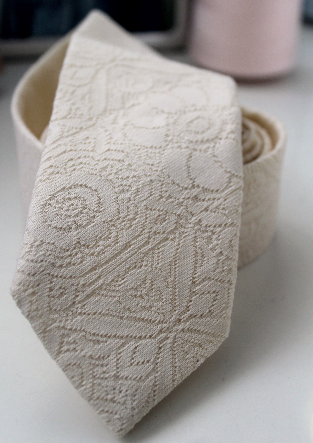 Champagne Ivory Folk Lace Necktie Wedding Attire Bohemian - Etsy UK