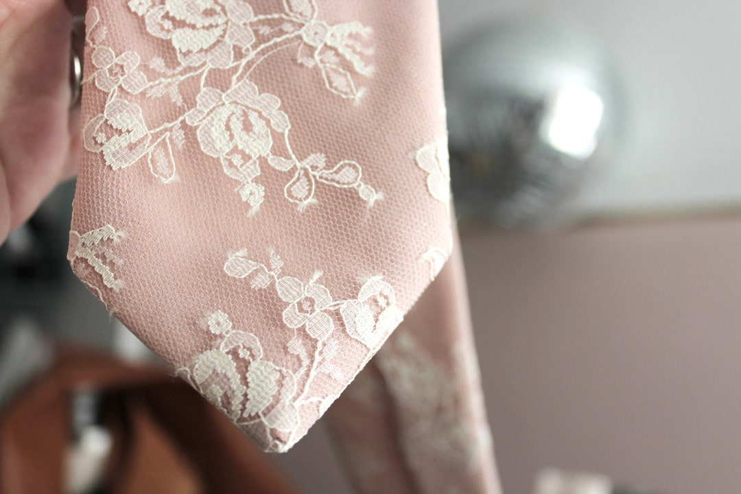 Blush Pink and Ivory Lace Overlay Necktie - Etsy