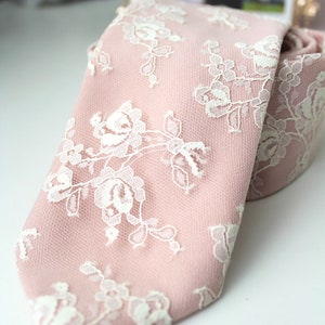 Blush Pink and Ivory Lace Overlay Necktie - Etsy
