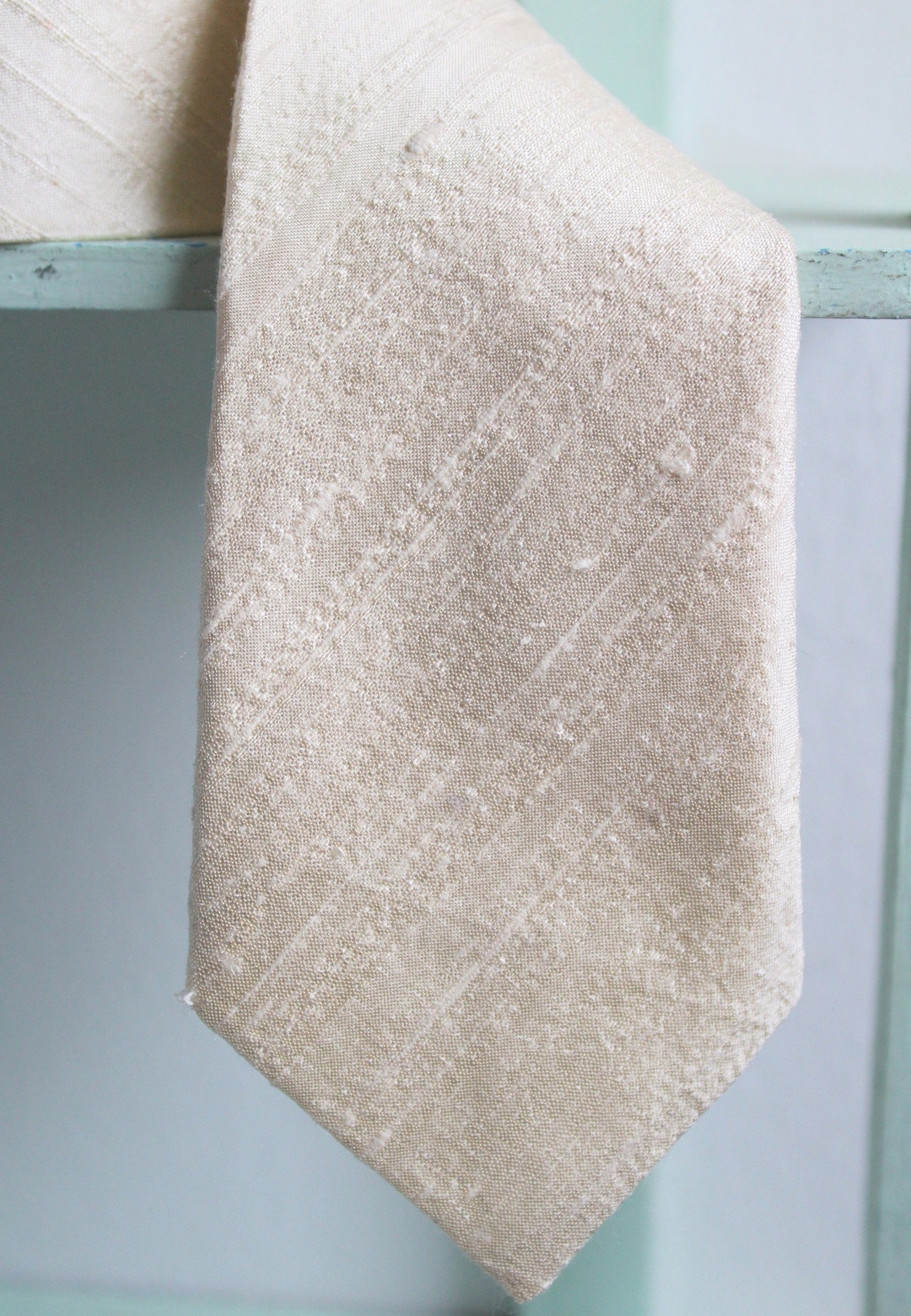 Corbata de seda Dupioni color champán marfil - Etsy España