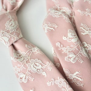 Blush Pink and Ivory Lace Overlay Necktie - Etsy