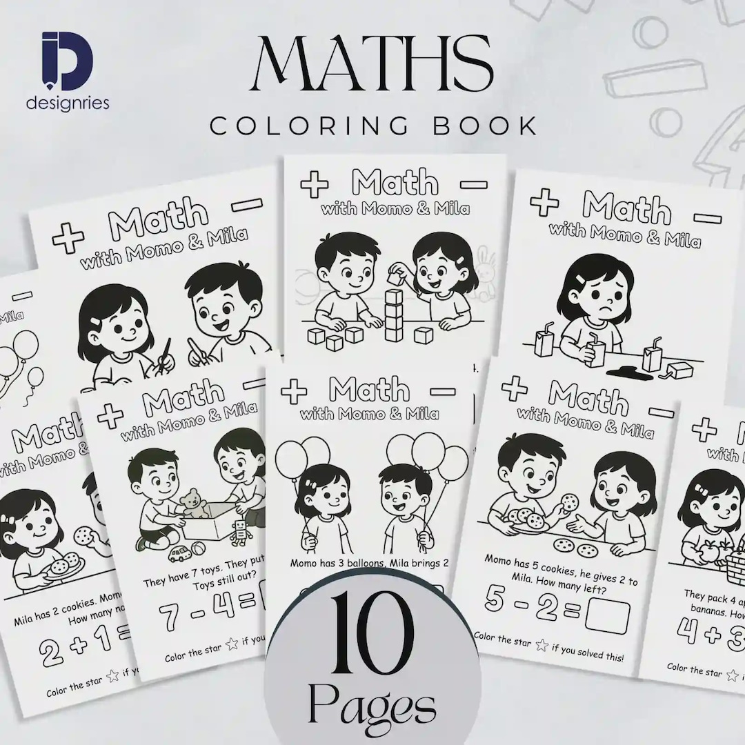 10 Pages Add & Subtract Math Workbook | Kindergarten Math Printable ...