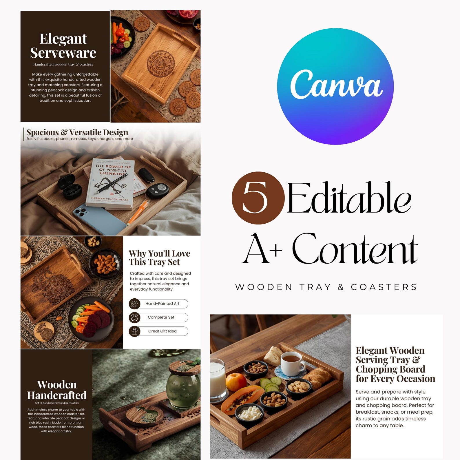 Amazon A Plus Content Template for Tray and Chopping Board, Canva ...