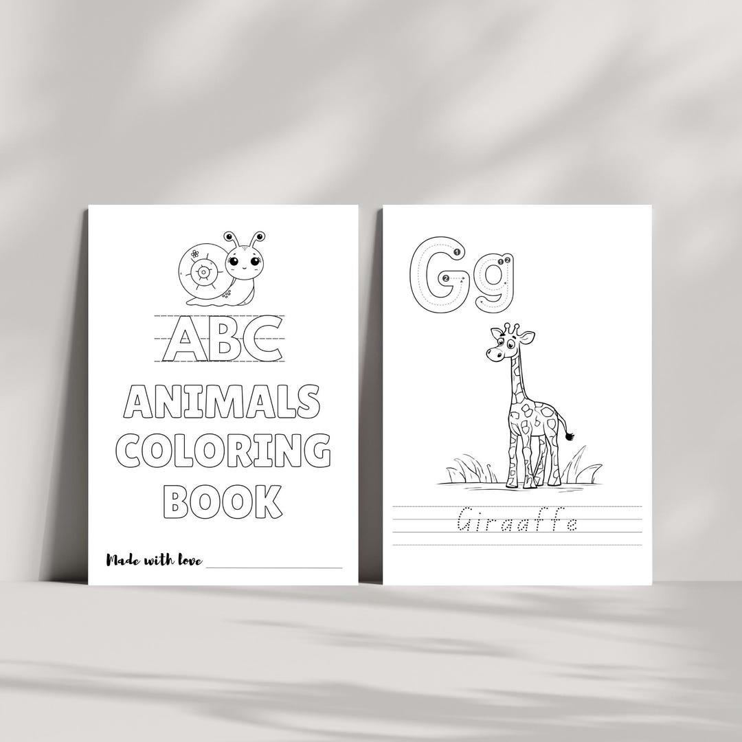 27 Pages A-Z Animals Coloring Book, ABC Alphabet Book, Black White ...