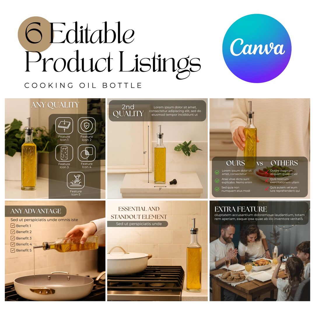 Cooking Oil Bottle Listing Templates, Olive Oil, Gourmet Kitchen ...