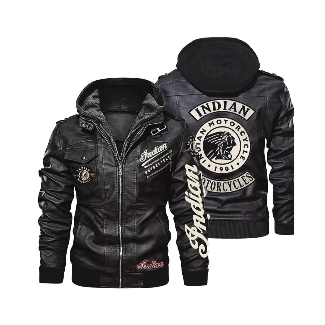 Men's Indian Motorcycle Jacket Handmade Genuine Cowhide Leather Biker ...