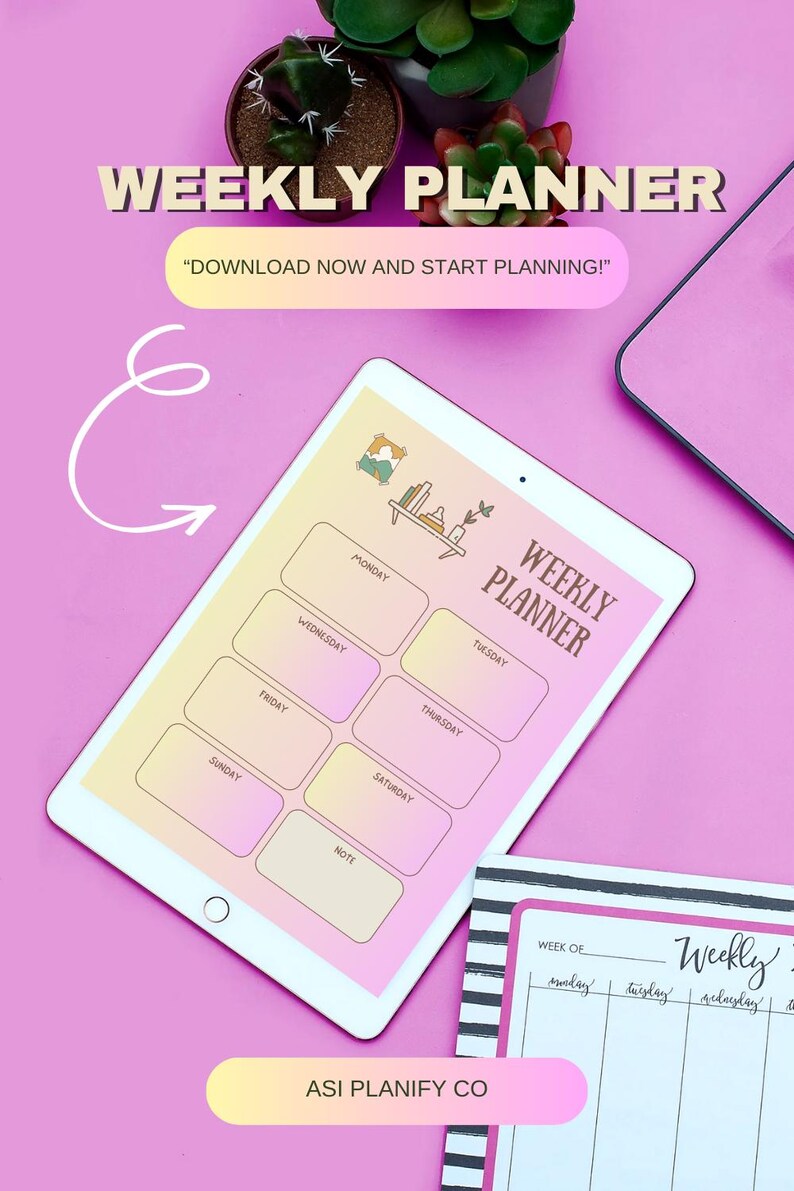 Weekly Planner | Editable and Printable | Canva Template PDF | Instant ...
