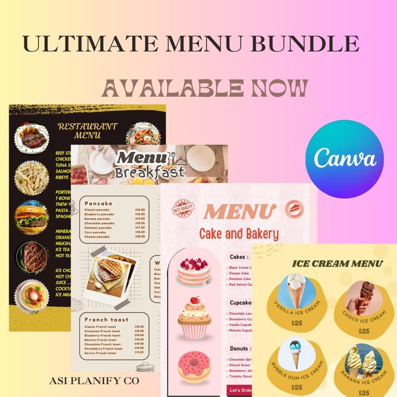 Editable Menu Template | Restaurant Menu Design | Canva Template ...