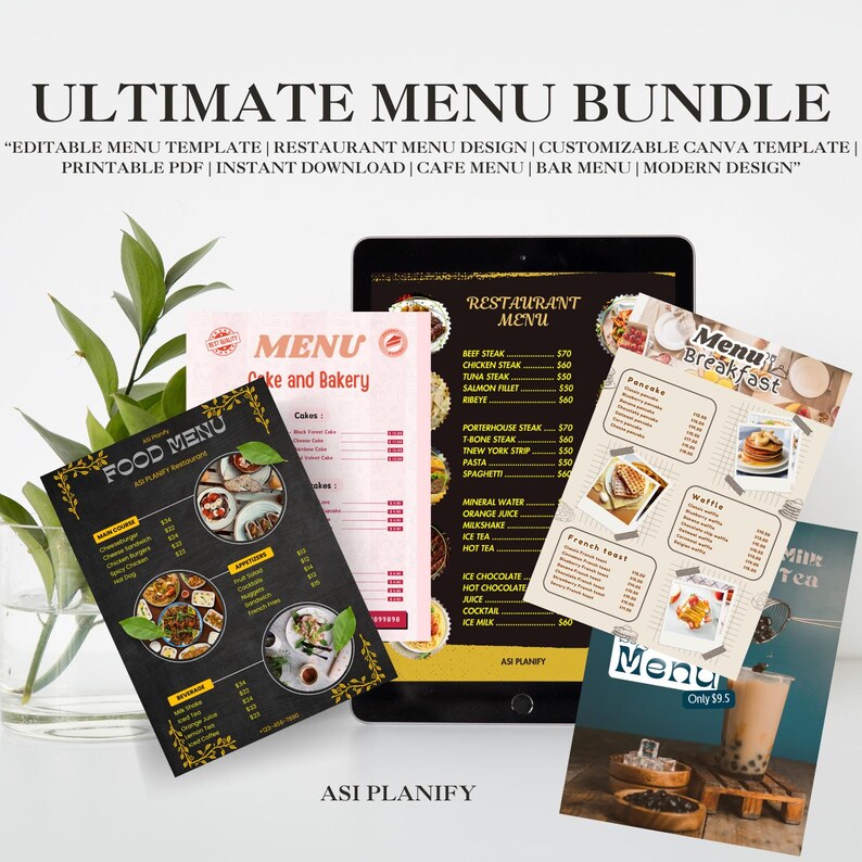 Editable Menu Template | Restaurant Menu Design | Canva Template | Printable PDF | Instant ...