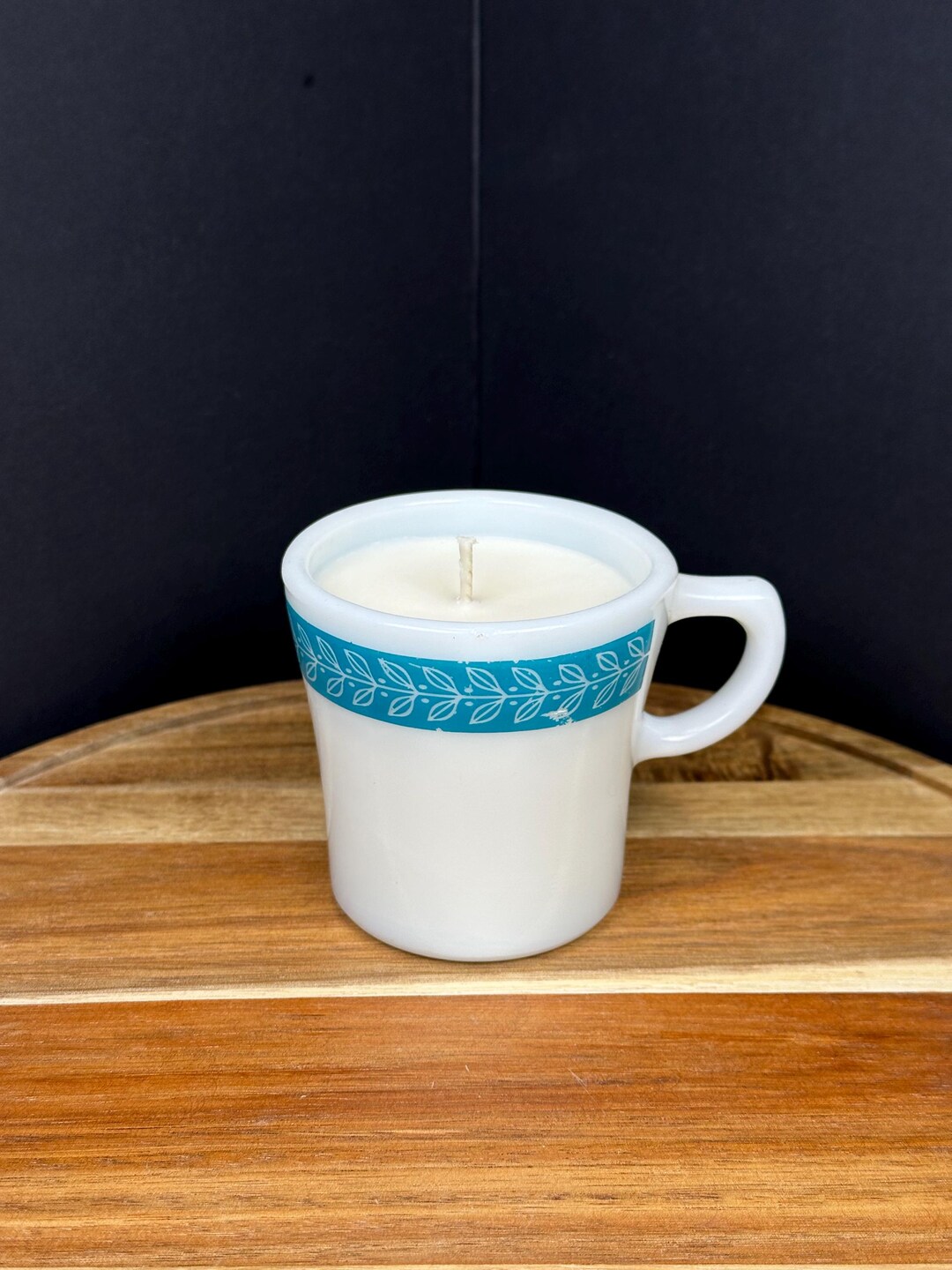 Vintage Pyrex Mug | Autumn Band | Hand Poured Soy Candle | Turquoise ...
