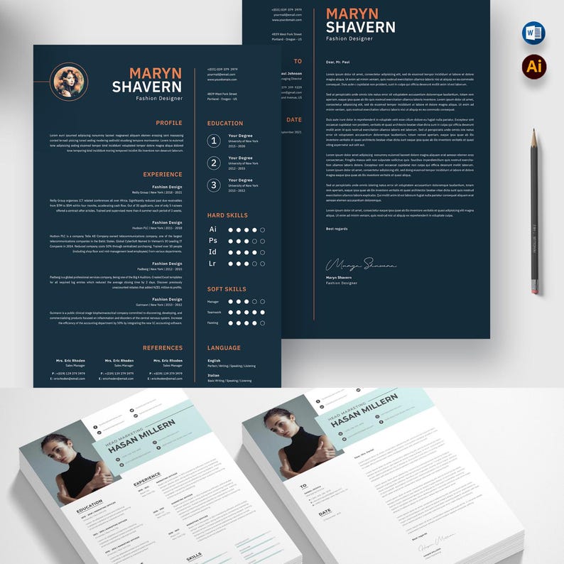1000 Editable Resume Templates – Professional CV Designs for Word ...