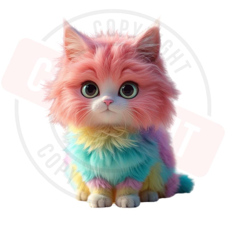 Vibrant Chibi Cat Clipart | 4K Colorful Kitty Pngs With Transparent ...