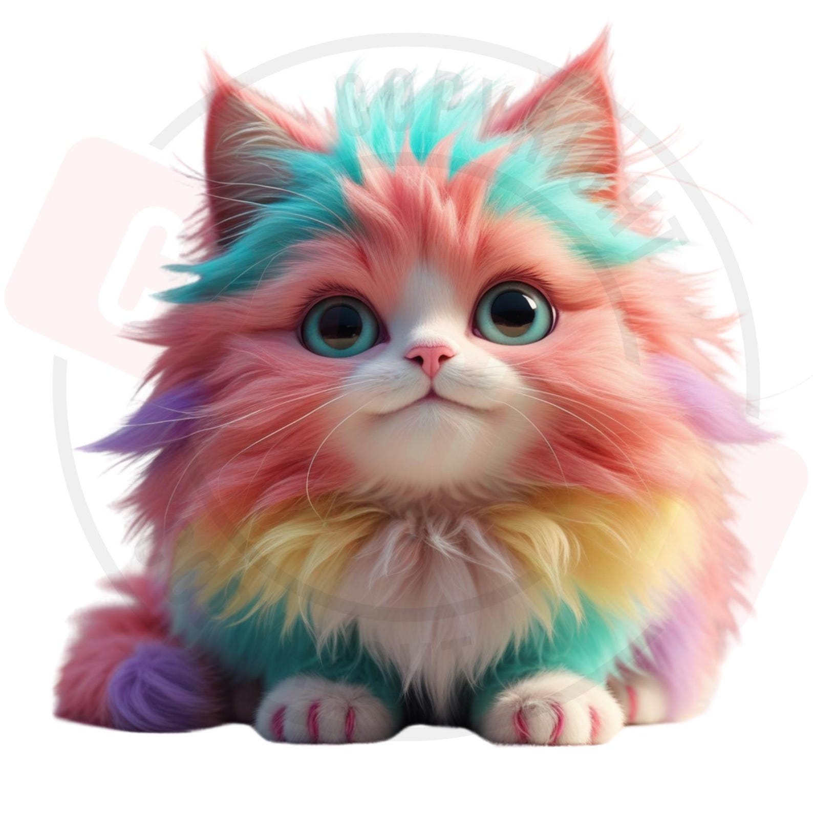 Vibrant Chibi Cat Clipart | 4K Colorful Kitty Pngs With Transparent ...