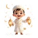 Ramadan Joy: 3D Chibi Muslim Boy & Girl PNG/SVG Printable Stickers ...