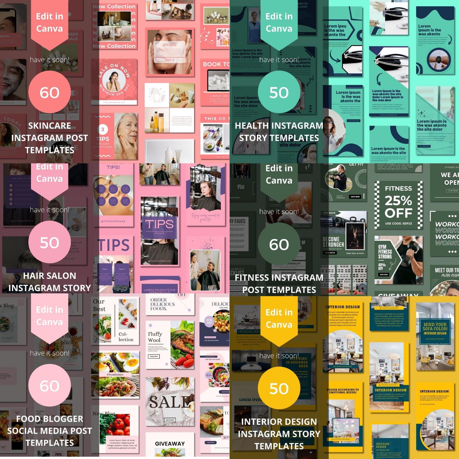 3500+ Canva Editable Social Media Templates Mega Bundle for – Instagram ...