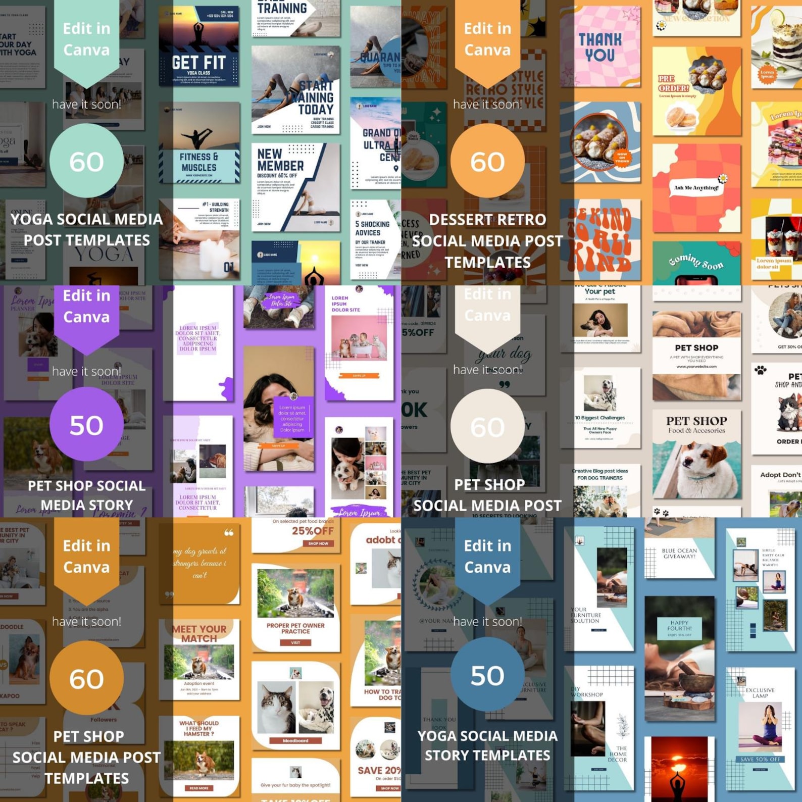 3500+ Canva Editable Social Media Templates Mega Bundle for – Instagram ...